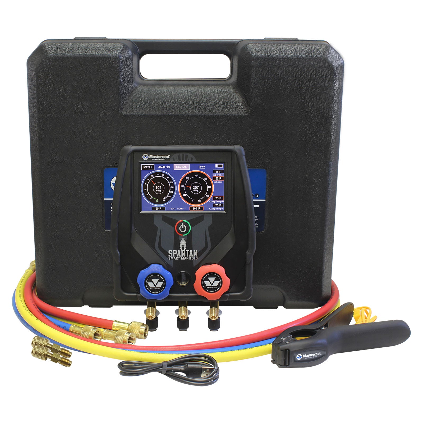 Mastercool 99927-BT-EU — SPARTAN Dig. 2W manifold, 3-180, temp.clamp+ ...